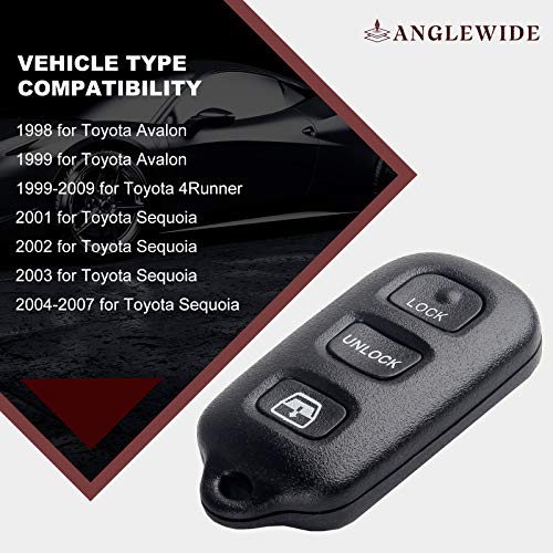 ANGLEWIDE Car Key Fob Keyless Entry Remote Replacement for 04-10 for Toyota 4Runner Sequoia (FCC HYQ1512P) 4 Buttons 1pad