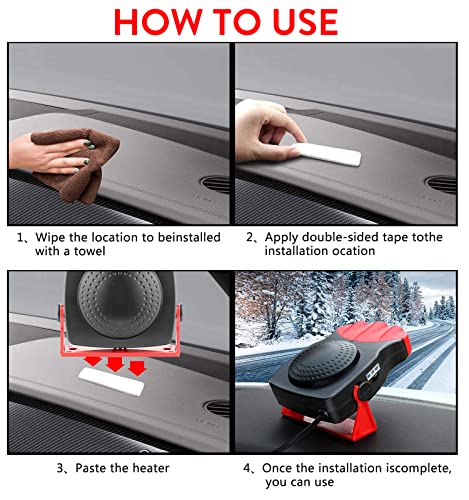 Car Heater 12V,2 in1 Fast Heating Defrost Defogger for Car Windshield, Portable Car Heater Defroster That Plugs into Cigarette Lighter with 180° Rotating Base, 150W Car Heating and Cooling Fan