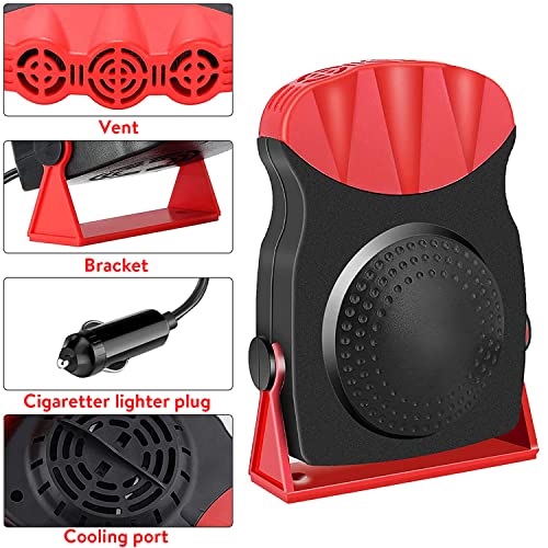 Car Heater 12V,2 in1 Fast Heating Defrost Defogger for Car Windshield, Portable Car Heater Defroster That Plugs into Cigarette Lighter with 180° Rotating Base, 150W Car Heating and Cooling Fan
