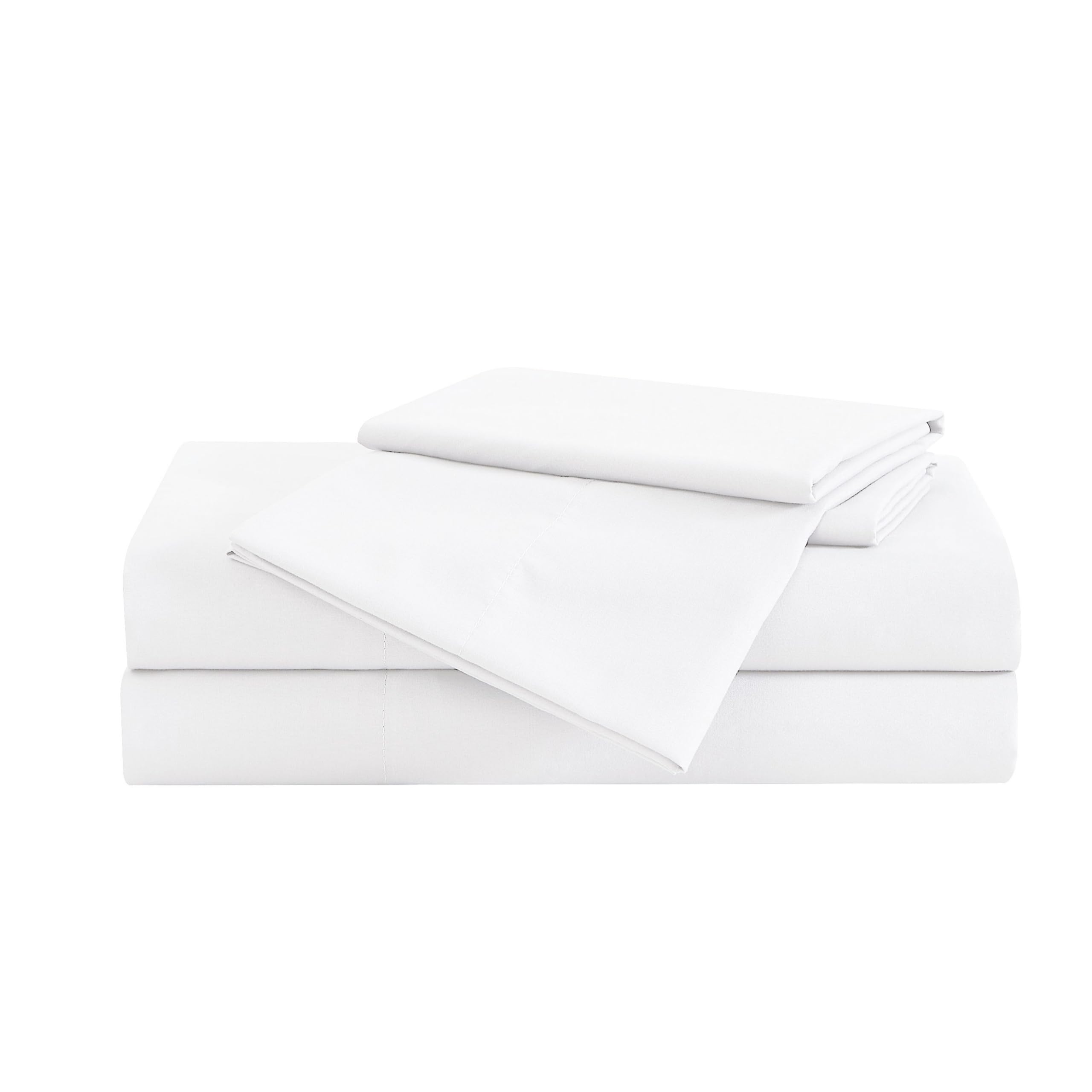 London Fog Garment Washed Solid Sheet Set White Microfiber 3-Piece Twin XL Sheet Set, Solid Themed, Deep Pocket, Adult and Teen, Oeko-TEX Certified