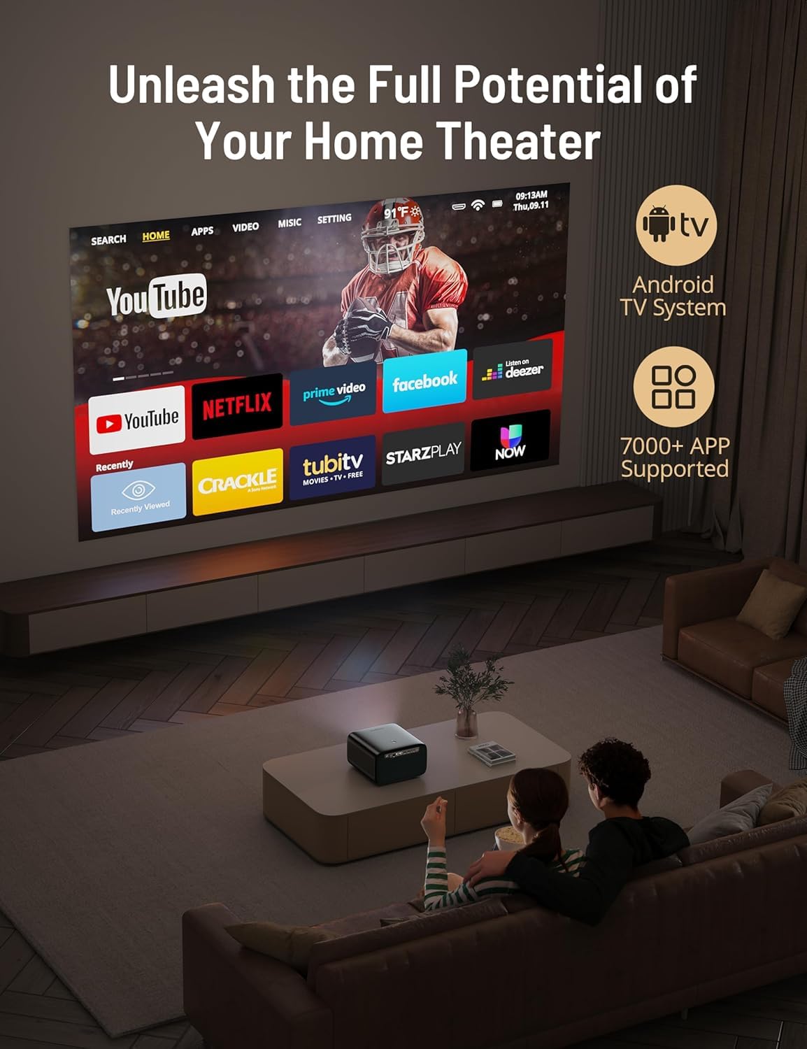 Projector with WiFi, Native 1080P Portable Outdoor Projector 4K Supported, 400 ANSI PARIS RHÔNE Movie Mini HD Projector for Home, 220” 12000L Built-in Speaker, Compatible with TV Stick/iOS/Android/PS5