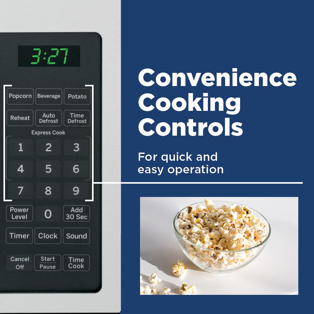 GE Countertop Microwave Oven | 0.7 Cubic Feet Capacity, 700 Watts | Kitchen Essentials for the Countertop or Dorm Room | Stainless Steel