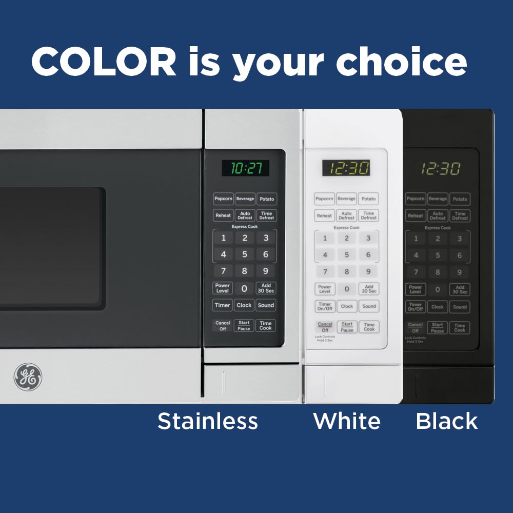 GE Countertop Microwave Oven | 0.7 Cubic Feet Capacity, 700 Watts | Kitchen Essentials for the Countertop or Dorm Room | Stainless Steel
