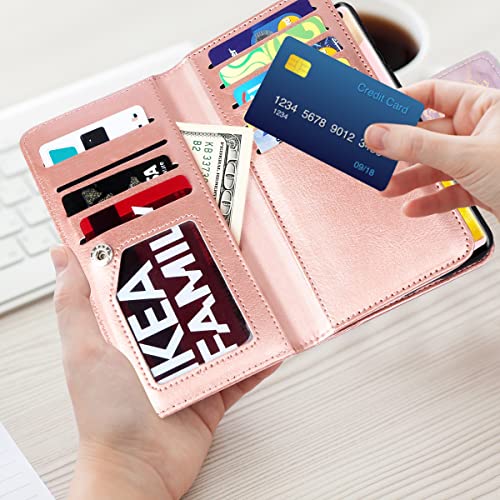 Fingic for Galaxy S10e Case, Samsung S10e Case Wallet, Rose Gold Marble 9 Card Holder PU Leather Detachable Wrist Strap Wallet Case for Women Cover for Samsung Galaxy S10E, Rose Gold