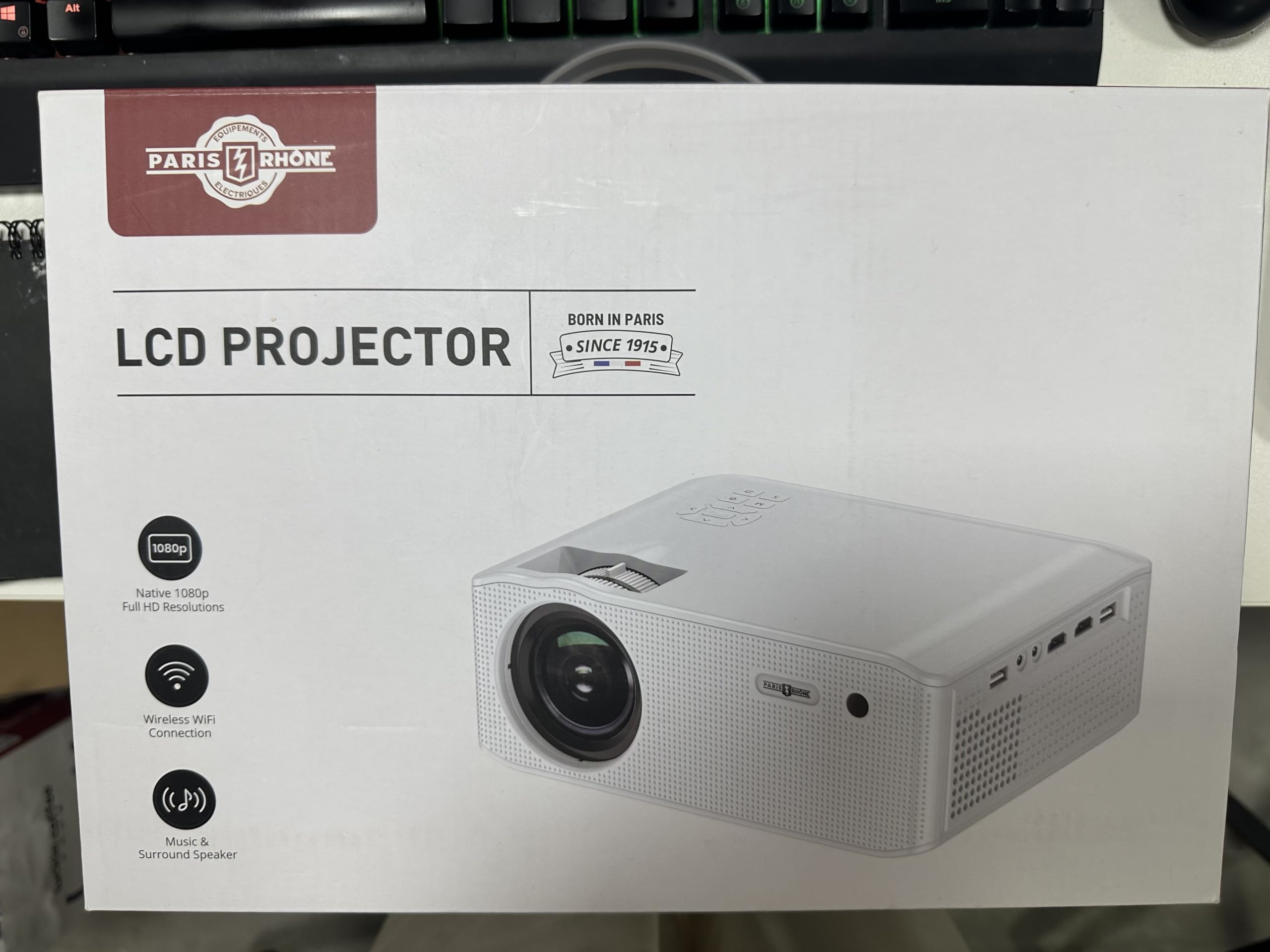 Projector with WiFi, Native 1080P Portable Outdoor Projector 4K Supported, 400 ANSI PARIS RHÔNE Movie Mini HD Projector for Home, 220” 12000L Built-in Speaker, Compatible with TV Stick/iOS/Android/PS5