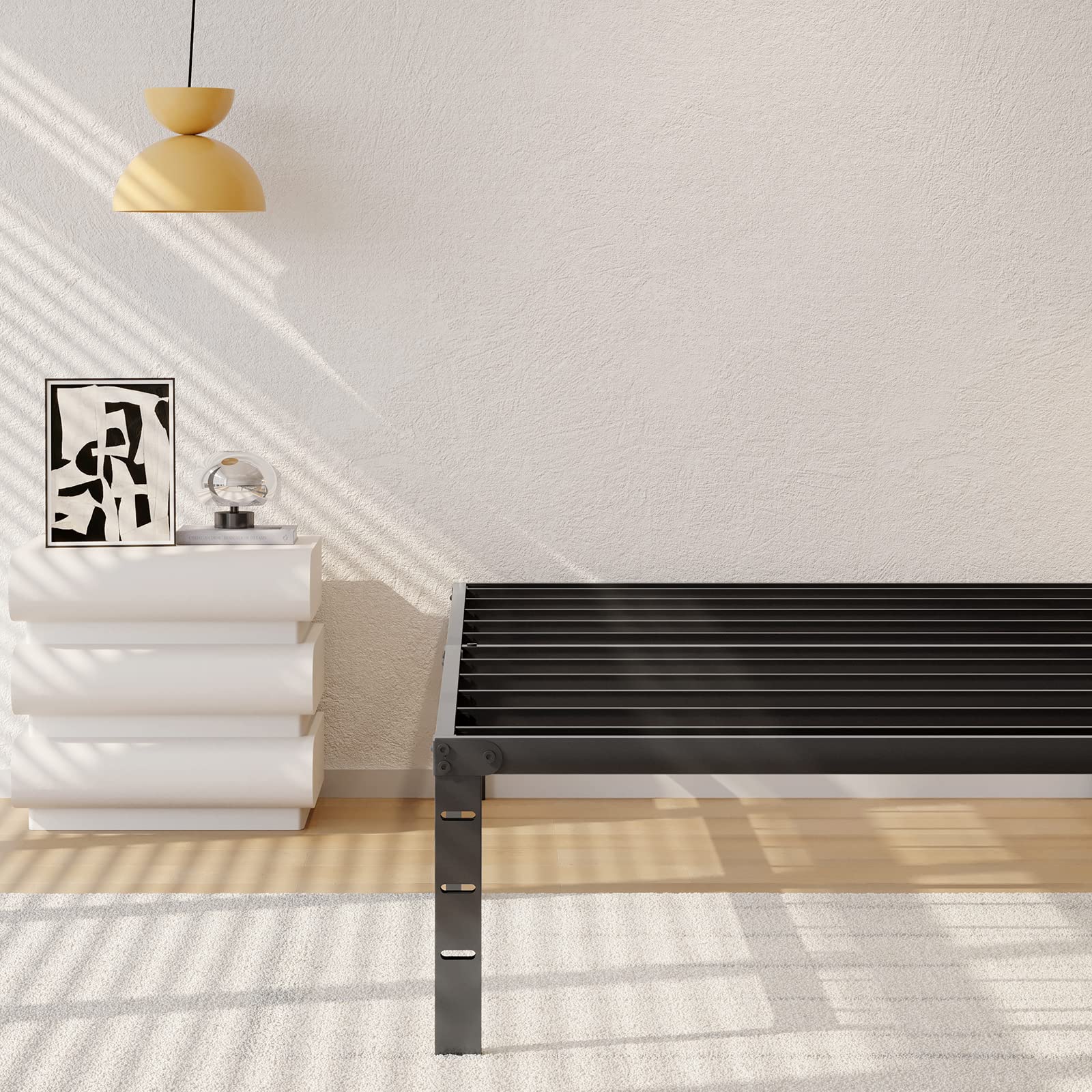 zunatu 14 Inch Twin XL Metal Bed Frame Foundation No Box Spring Needed Heavy Duty Tall Platform with Large Storage Easy Assembly Mattress Noise Free, Black