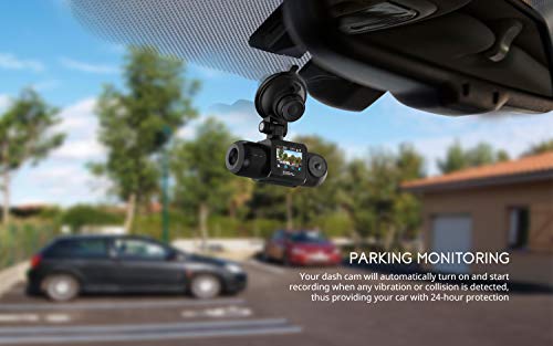 COOAU Dash Cam, 64GB SD Card Included, 1080P FHD Built-in GPS Wi-Fi, Front and Inside Car Camera Recorder for Uber with Infrared Night Vision, Sony Sensor, 4 IR LEDs,G-Sensor, Parking Mode