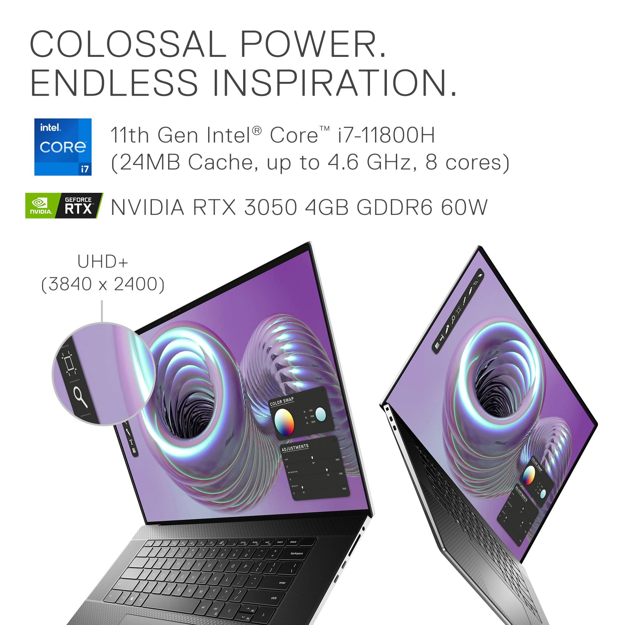 Dell XPS 17 9710 Touchscreen Laptop, 17 inch UHD+ Display - Intel Core i7-11800H, 16GB DDR4 RAM, 512GB SSD, NVIDIA GeForce RTX 3050 4GB GDDR6, Windows 11 Pro + 1 Year ProSupport - Platinum Silver