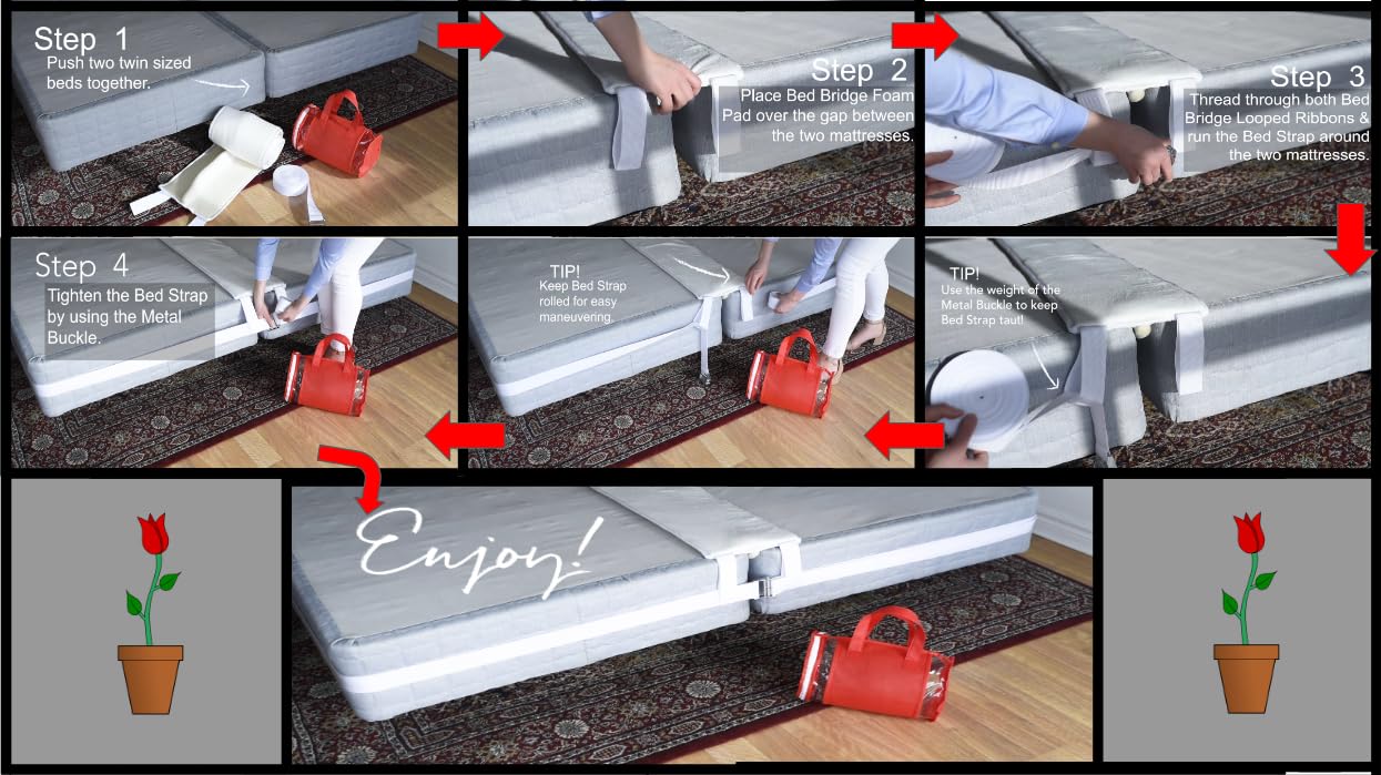 CO-Lay Bed Bridge Twin to King Converter Kit - Twin Bed Connector King Maker - Mattress Extender Joiner Gap Filler - Split King Bed Connector, Twin to King or Twin XL to King