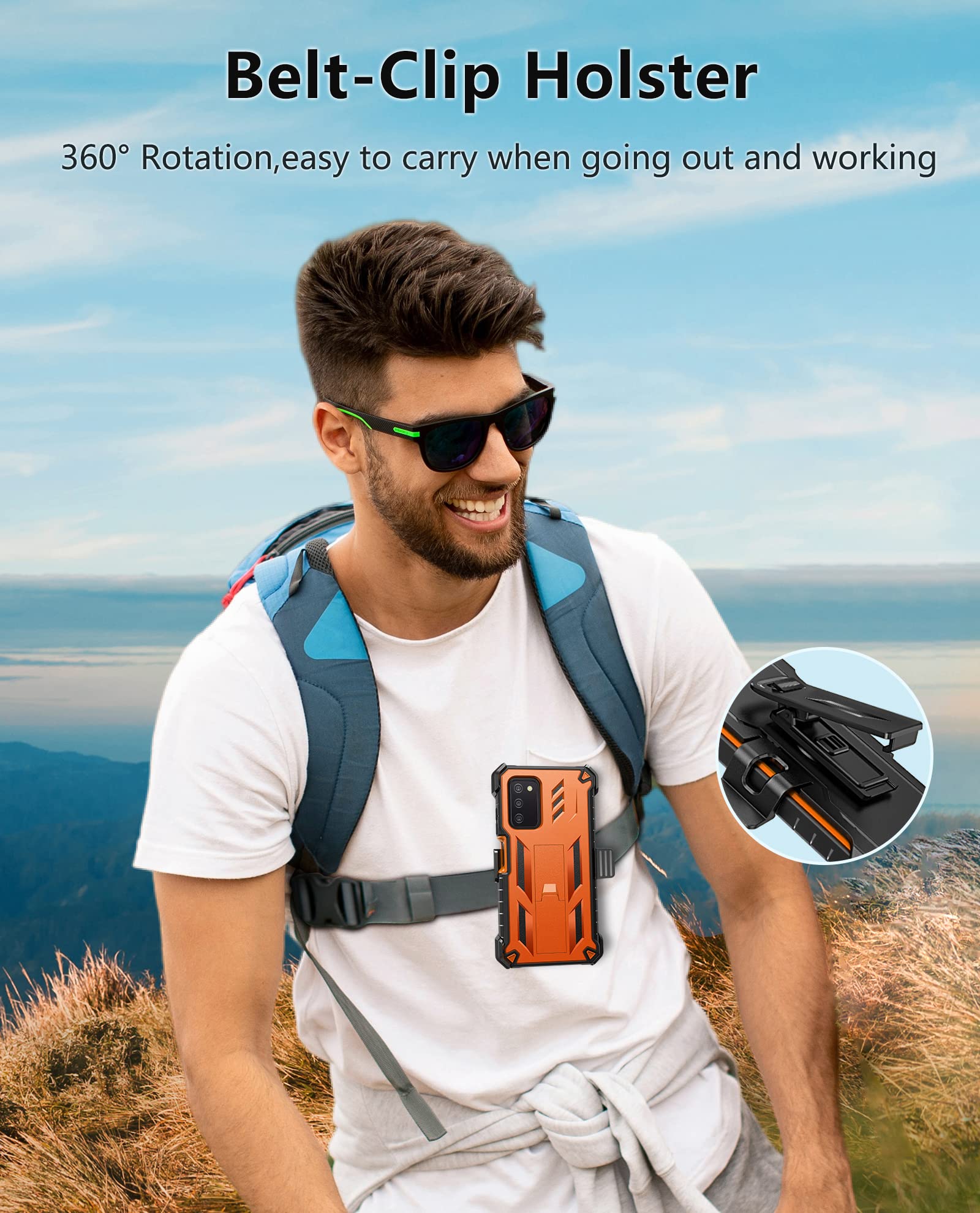 SOiOS for Samsung Galaxy A03s Case: Military Grade Drop Proof Protection Cell Phone Holster Cover | Heavy Duty Protective Rugged Cases with Kickstand | Durable Matte Textured Shockproof TPU Protector