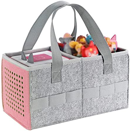 NA Portable Carrying Bag for Toniebox Starter Set and Tonies Figurines,Felt Cloth Carrying Case for Educational Musical Toy,Bag Organizer Fits for Toniebox Starter Setand More Accessories (Pink)