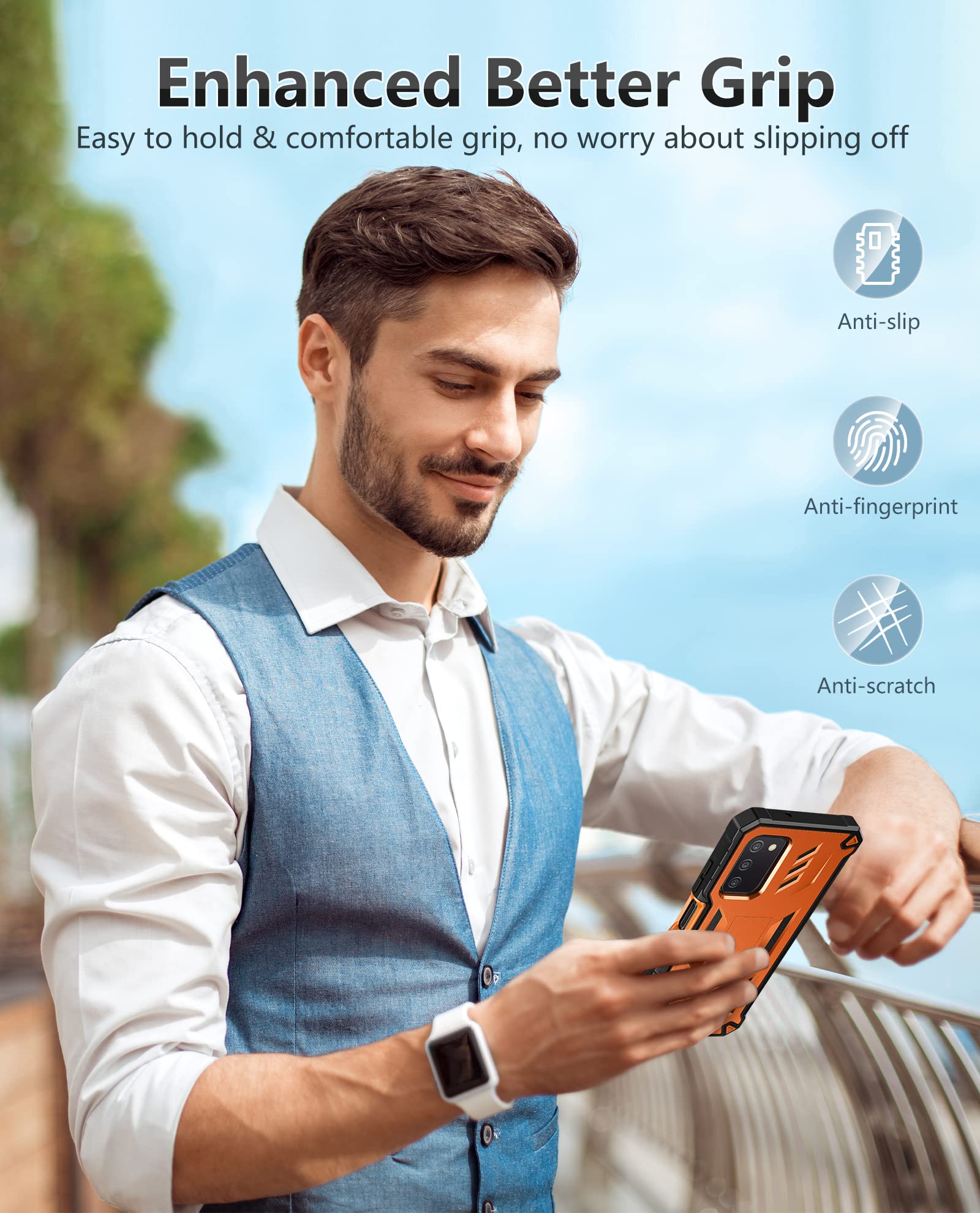 SOiOS for Samsung Galaxy A03s Case: Military Grade Drop Proof Protection Cell Phone Holster Cover | Heavy Duty Protective Rugged Cases with Kickstand | Durable Matte Textured Shockproof TPU Protector