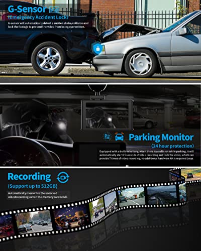 ONDASHCAM 4K Dash Cam with 3.5" LCD Display, 2160P UHD Car Camera Built in WiFi & GPS with Night Vision, G-Sensor, WDR, 170°Wide Angle & Parking Monitor (32GB Micro SD Card Included)