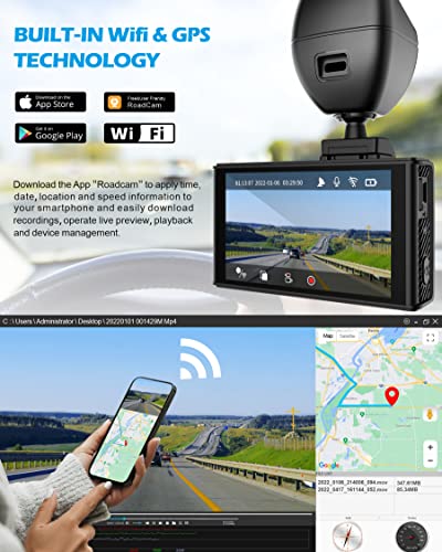 ONDASHCAM 4K Dash Cam with 3.5" LCD Display, 2160P UHD Car Camera Built in WiFi & GPS with Night Vision, G-Sensor, WDR, 170°Wide Angle & Parking Monitor (32GB Micro SD Card Included)