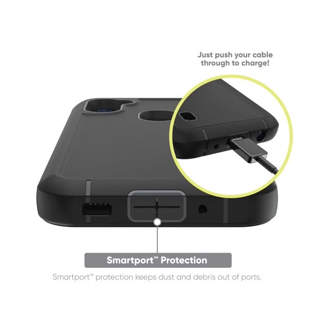 onn.Black-Rugged Phone Case | Built-in Microbial Protection | 3 Layers of Protection Samsung Galaxy A11