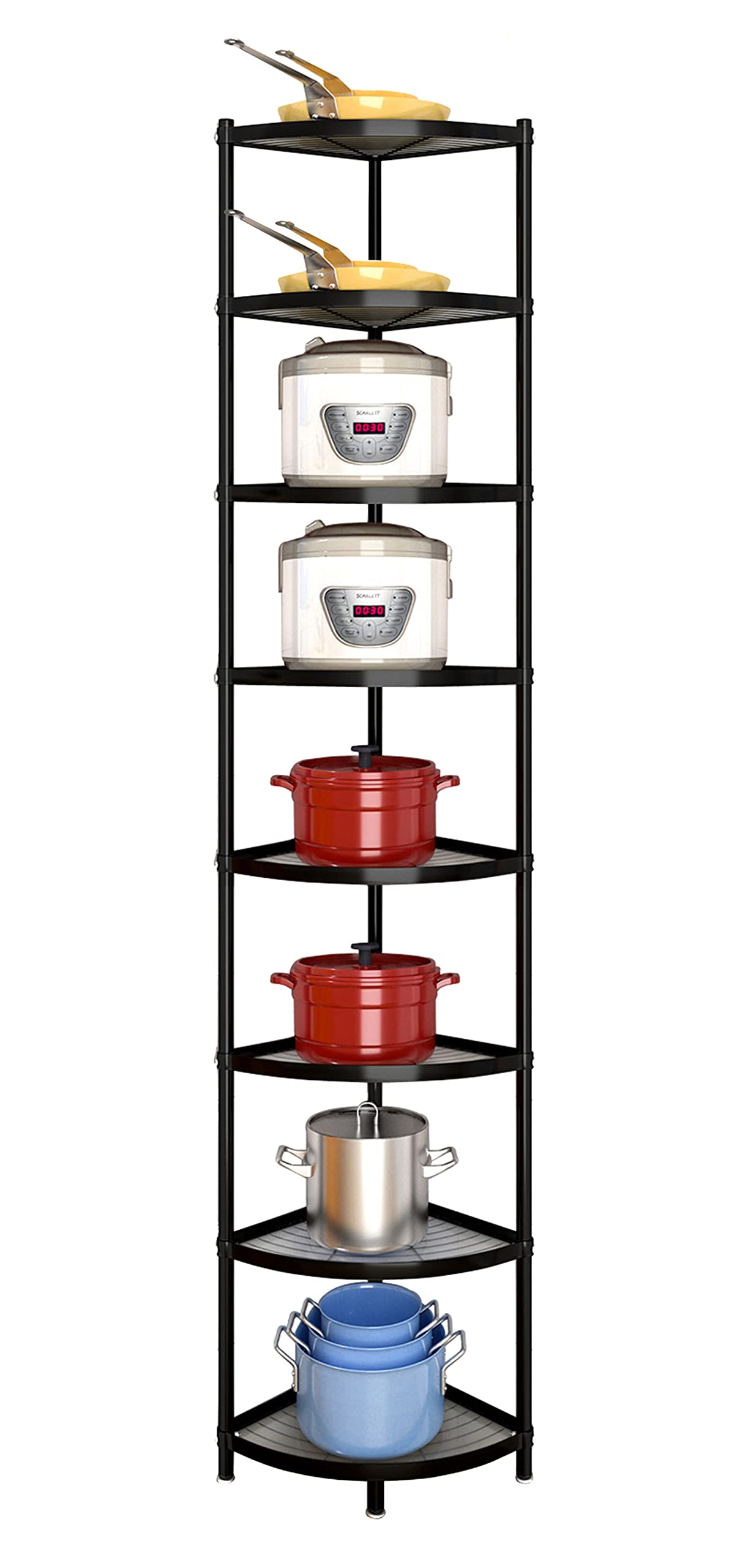 ZIGAMA 8-Tier Kitchen Pot Rack, Cookware Stand Storage Organizer ,Multi-Layer Corner Shelf Stand Metal Shelves for Kitchen
