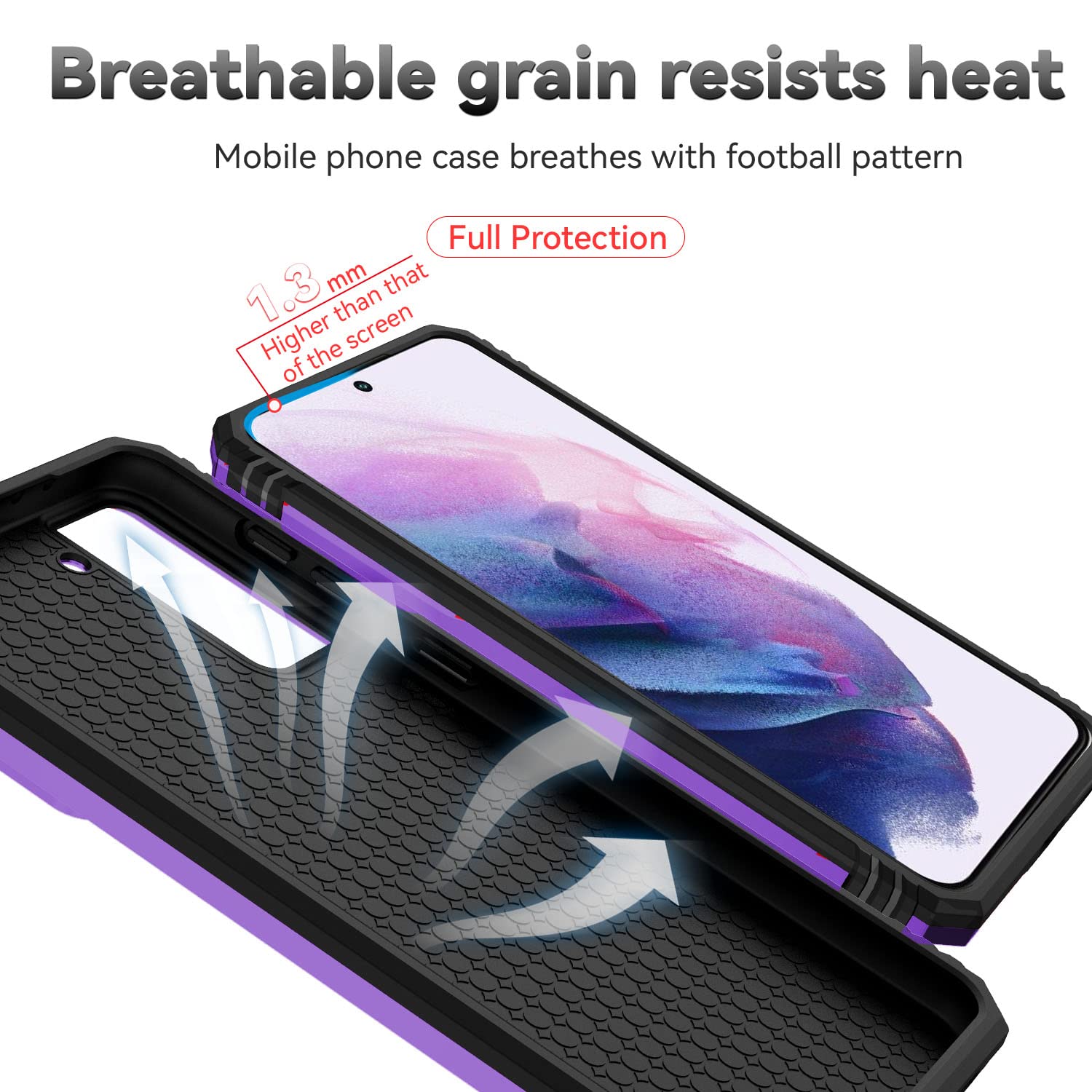 for Samsung Galaxy S21 Case with Camera Lens Cover HD Screen Protector, Dual Layer Military-Grade Drop Tested Magnetic Ring Holder Kickstand Protective Phone Case for Samsung Galaxy S21 5G (Purple)