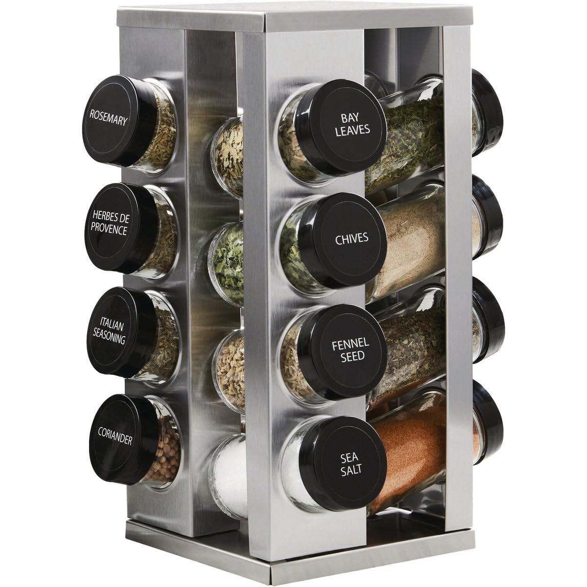 Kamenstein Heritage 16-Jar Revolving Countertop Spice Rack Organizer with Free Spice Refills for 5 Years