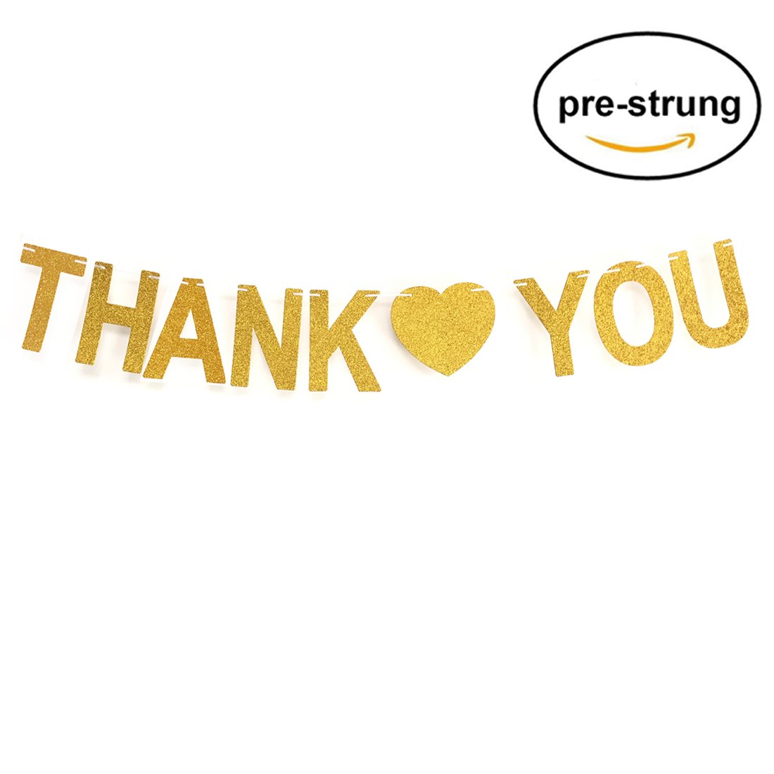 GZFY Gold Glittery Thank You Banner Thanksgiving Sign Wedding Bunting Banner Home Decorations Garland Photo Booth Props