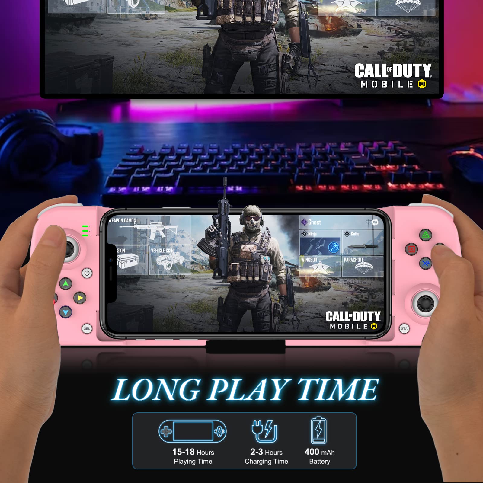 arVin Mobile Game Controller for Samsung Galaxy S23/S22/S21 Ultra, TCL, Tablet, Android Wireless Gamepad for iPhone 15/14/13/12, iOS, iPad, MacBook, PC Gaming Joystick with Back Button, Direct Play