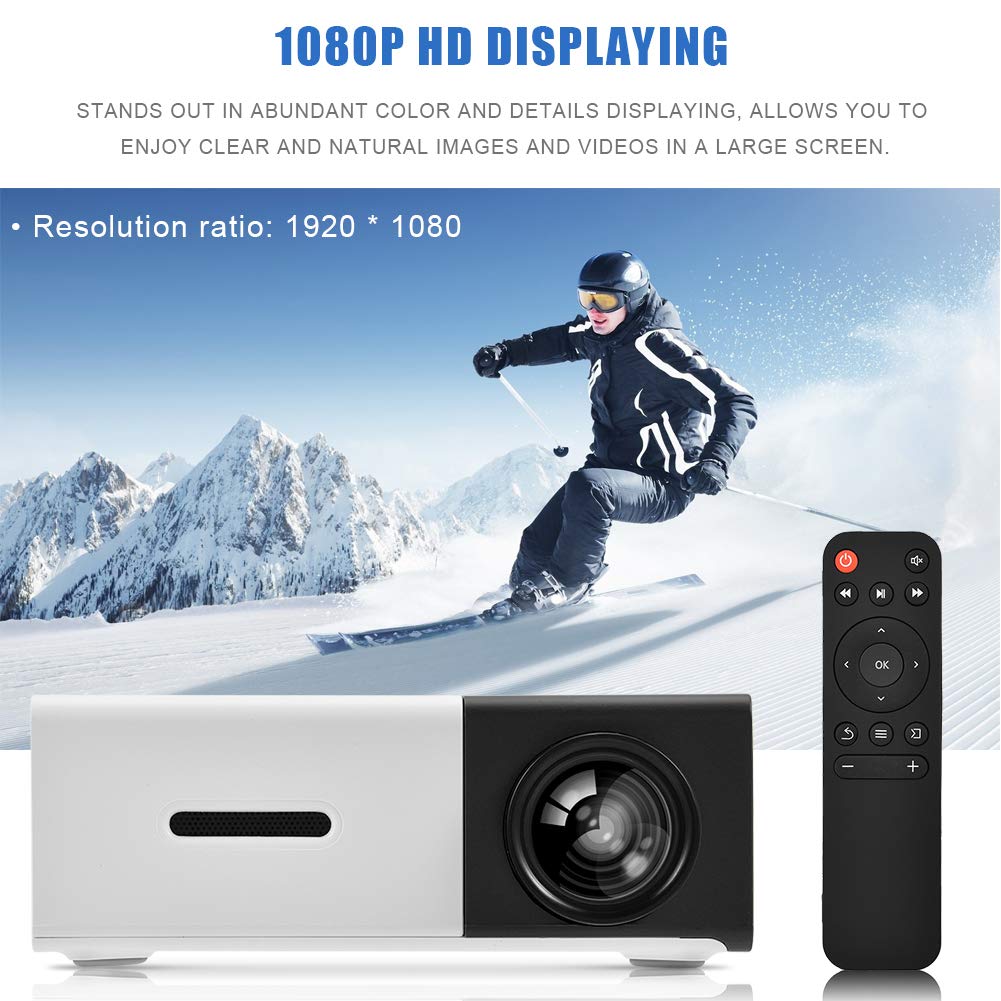 Mini Projector Portable 1080P LED Video Projector Home Cinema Theater Movie projectors Support Laptop PC Smartphone HDMI Input Great Gift Pocket Projector for Party and Camping(Black)