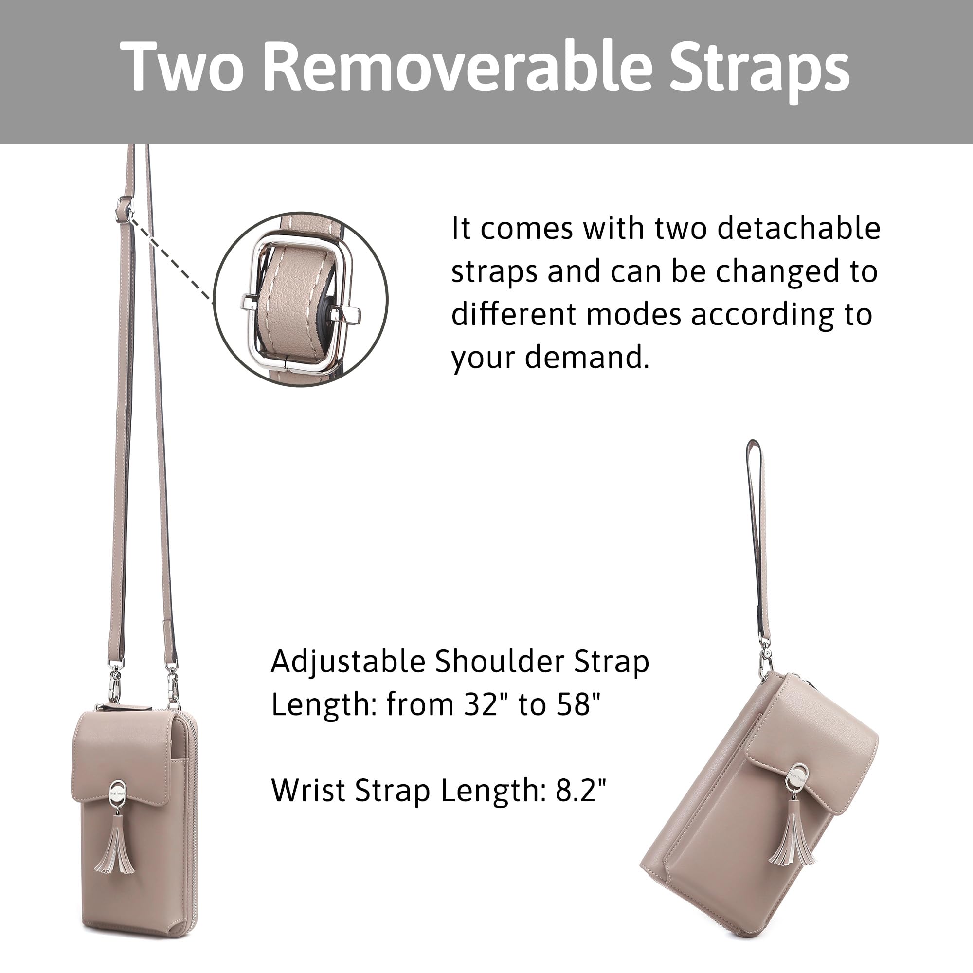 Pearl Angeli Small Crossbody Phone Bag RFID Women Wallet Cellphone Credit Card Purse with Adjustable Shoulder Strap