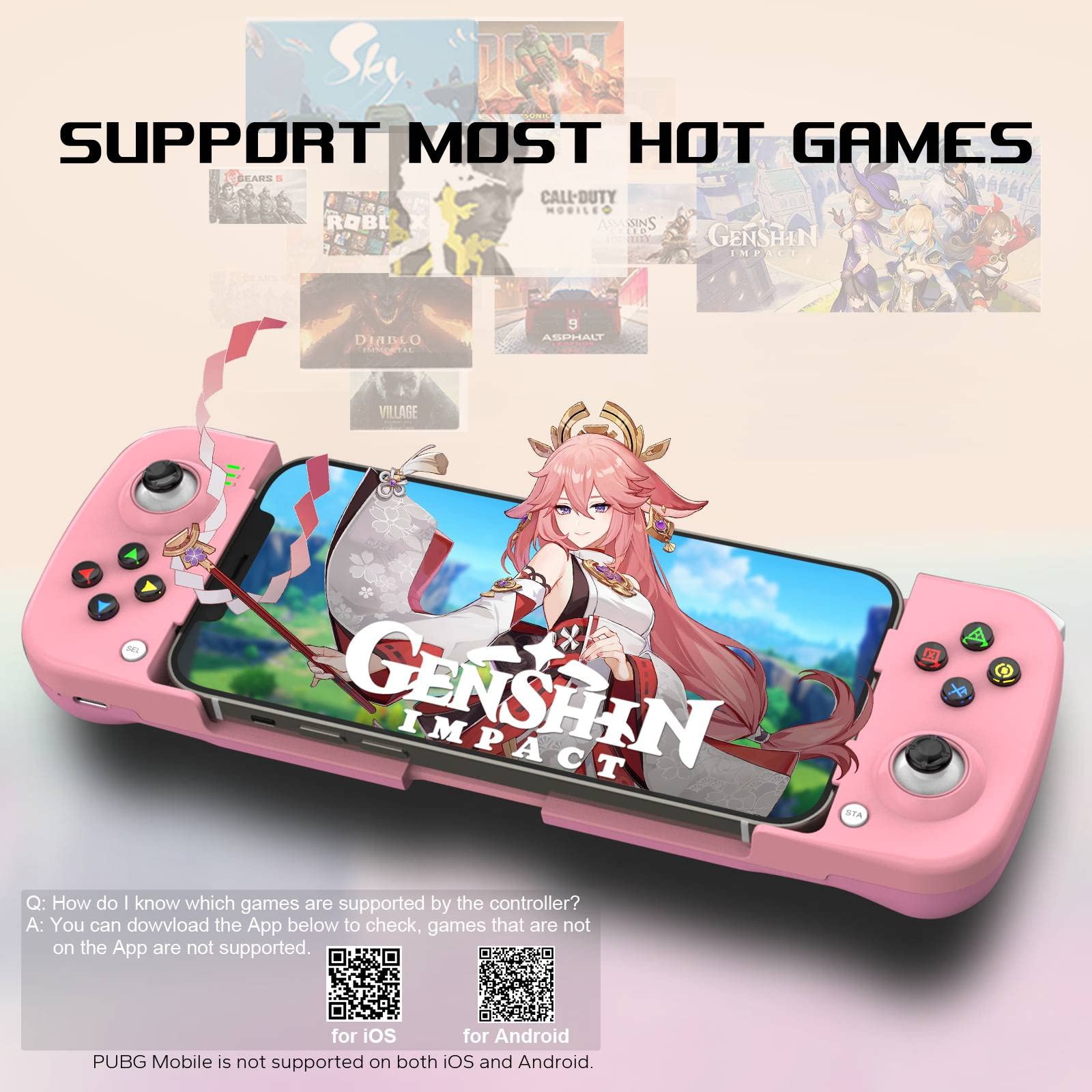 arVin Mobile Game Controller for Samsung Galaxy S23/S22/S21 Ultra, TCL, Tablet, Android Wireless Gamepad for iPhone 15/14/13/12, iOS, iPad, MacBook, PC Gaming Joystick with Back Button, Direct Play