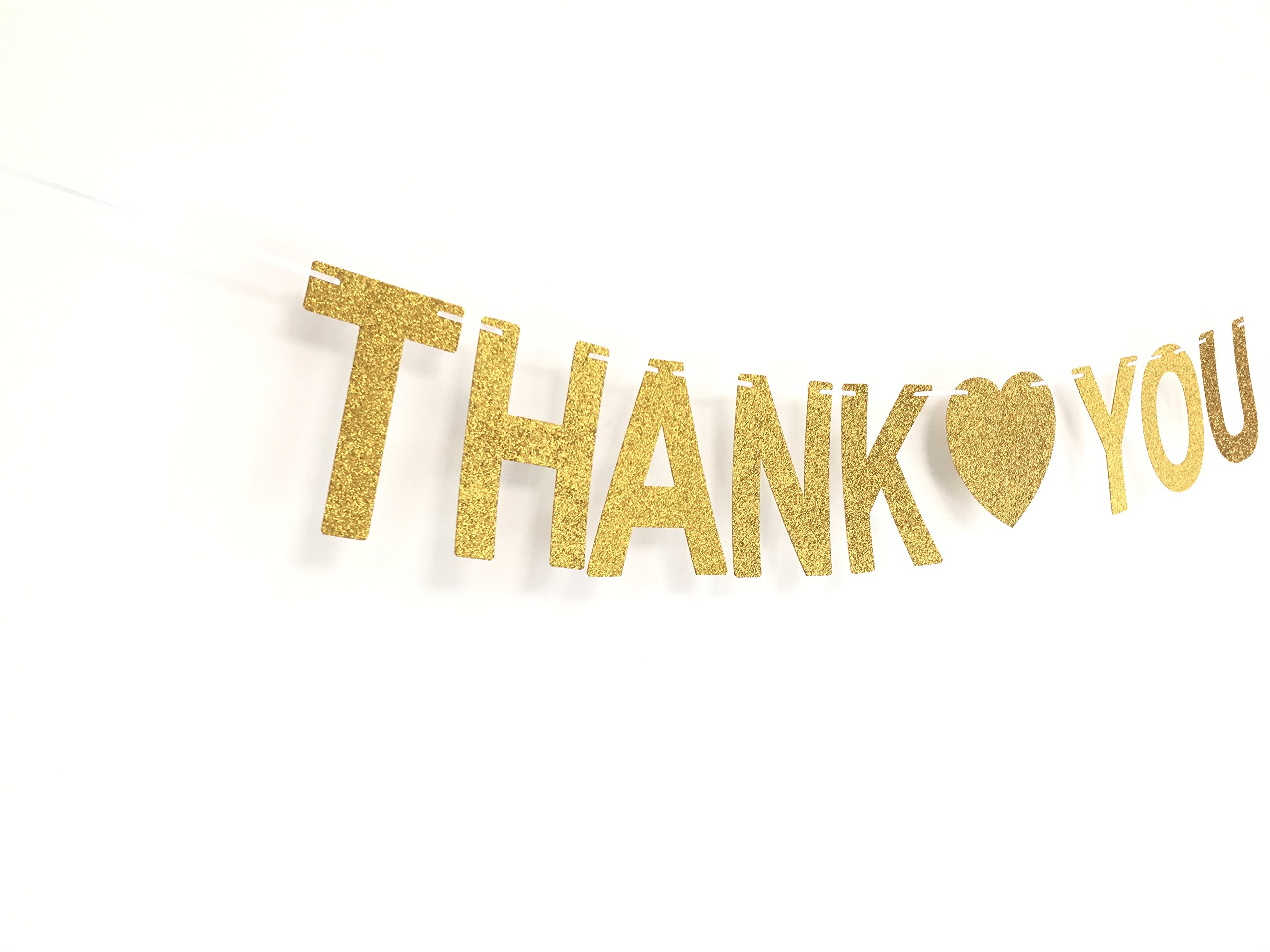 GZFY Gold Glittery Thank You Banner Thanksgiving Sign Wedding Bunting Banner Home Decorations Garland Photo Booth Props