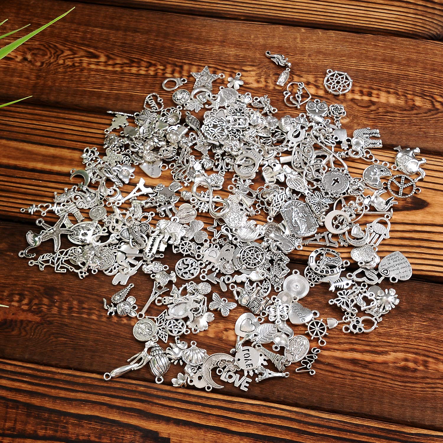 YUEAON 300pcs bulk lots charms for jewelry making supplies kit craft accessories bracelet necklace pendant earring keychain tibetan silver wholesale
