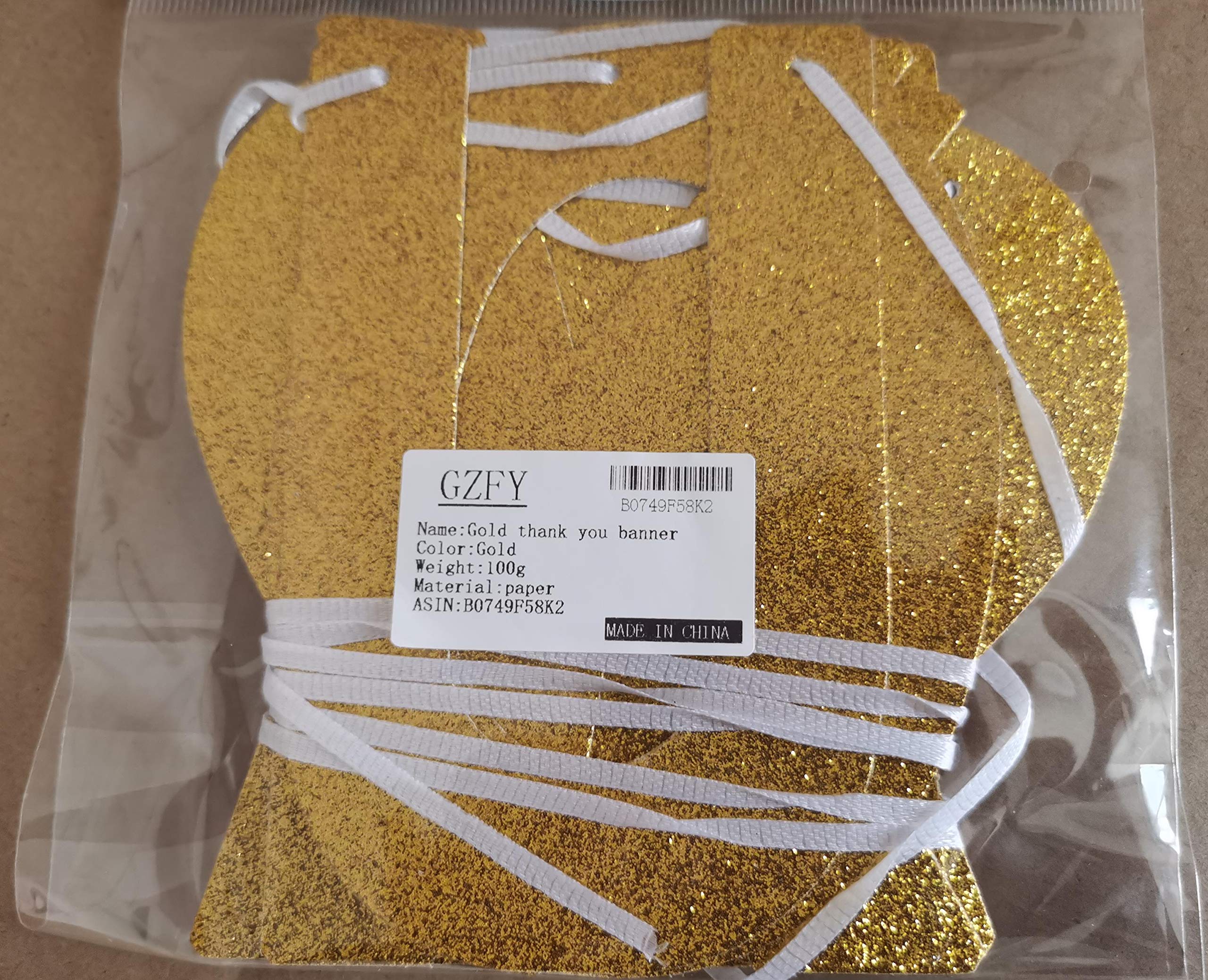 GZFY Gold Glittery Thank You Banner Thanksgiving Sign Wedding Bunting Banner Home Decorations Garland Photo Booth Props