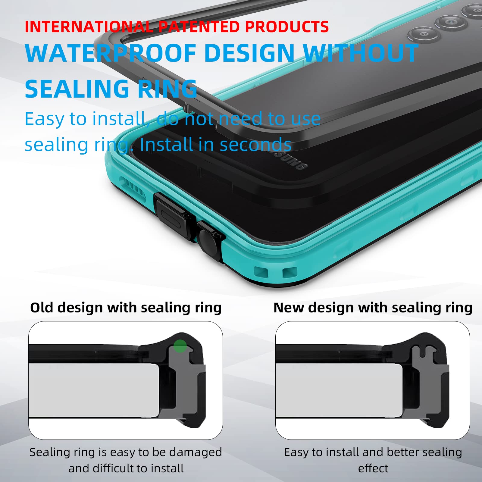 for Samsung Galaxy A14 5G Phone Case, Waterproof Case with Built-in Screen Protector & Cell Phone Ring Holder, Full Body Shockproof Rugged Heavy Duty Protection Cover for Samsung A14 5G Blue