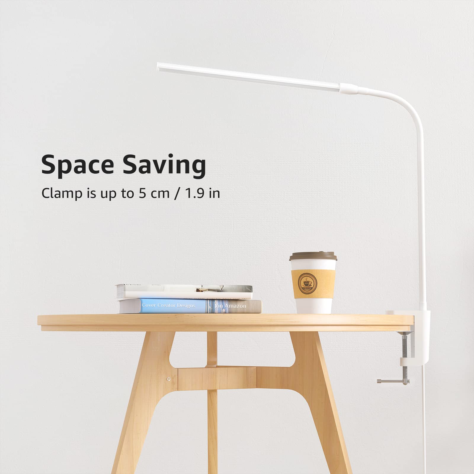 Lepro Clip on Desk Lamp LED Reading light Dimmable USB Clamp Lamp with 3 Color Modes 10 Brightness, Adjustable Flexible Gooseneck Table Light for Bed Headboard, Workbench, Home Office, Computer, White