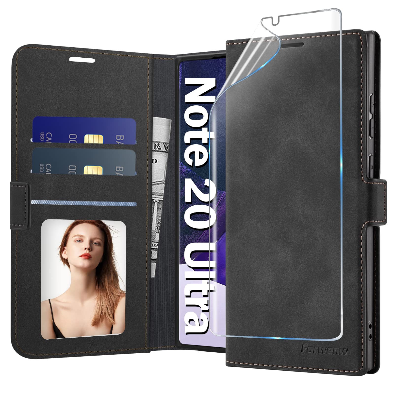 Neivi Wallet Case for Samsung Galaxy Note 20 Ultra Case Leather Wallet with RFID Blocking Credit Card Holder,Flip Card Slots Magnetic Shockproof Protective Cover Note 20 Ultra Phone Case 5G (Black)