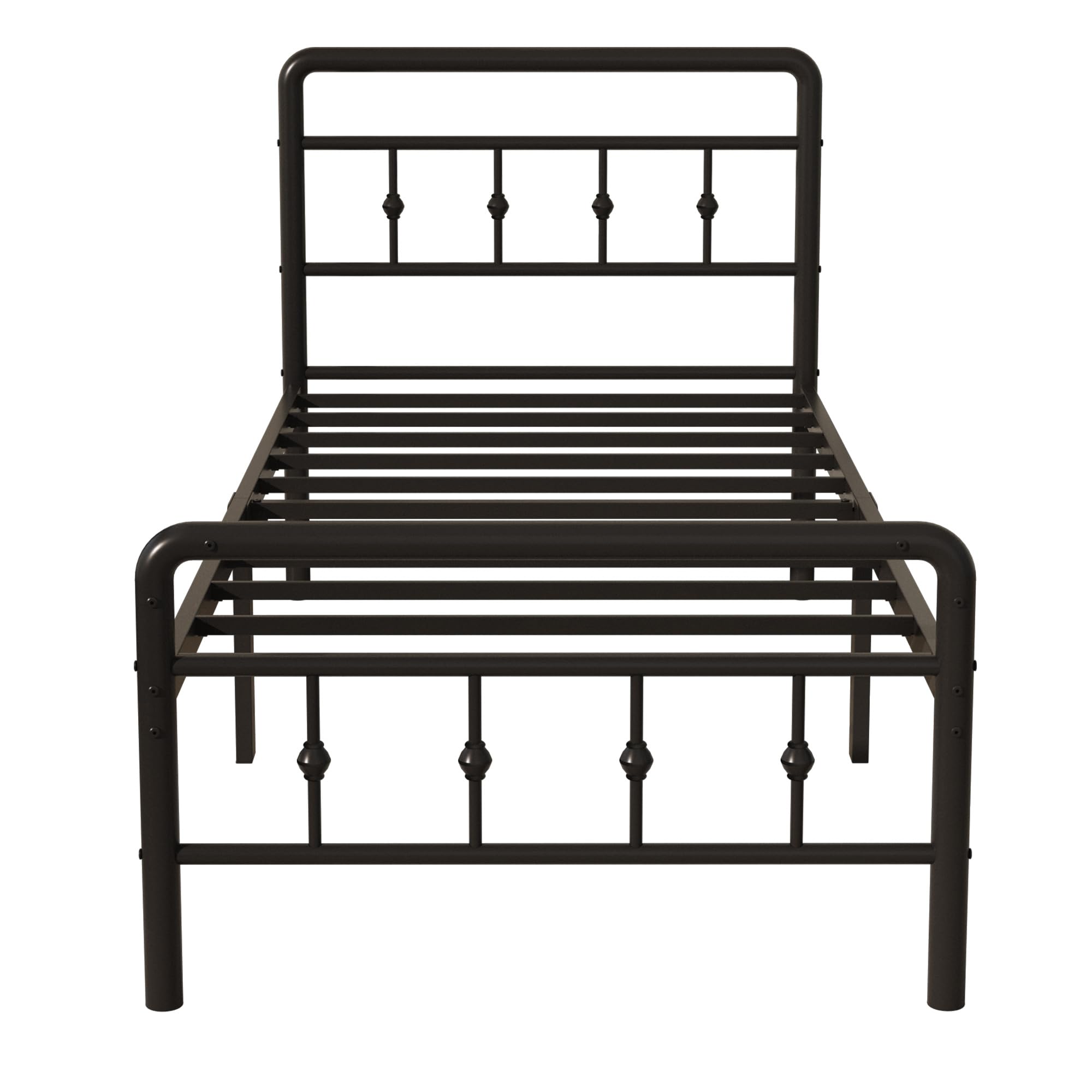 DiaOutro 16 Inch Twin XL Bed Frame with Headboard and Footboard, Classic Metal Platform No Box Spring Needed Heavy Duty Victorian Style Iron-Art Mattress Foundation/Under Bed Storage