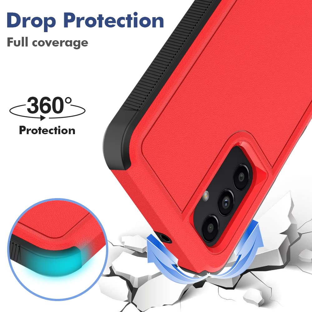 Jeylly for Samsung Galaxy A04S Case, Samsung A13 5G Case Military Grade Drop Protection Soft TPU Matte Hard Back, Heavy Duty Shockproof Durable Cell Phone Case for Galaxy A13/A04S, Red