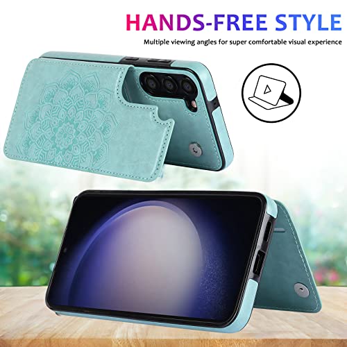 ACXLIFE Galaxy S23Plus 5G Case S23 Plus Card Credit Holder Wallet Protective Cover with Card Slot and Leather Case for Samsung S23Plus 6.6Inch (Green, S23 Plus 6.6inch)