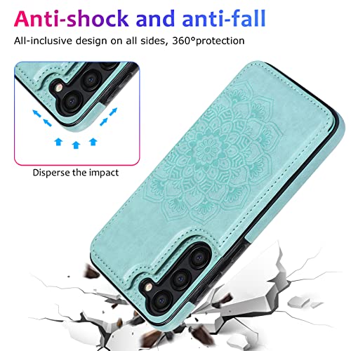 ACXLIFE Galaxy S23Plus 5G Case S23 Plus Card Credit Holder Wallet Protective Cover with Card Slot and Leather Case for Samsung S23Plus 6.6Inch (Green, S23 Plus 6.6inch)