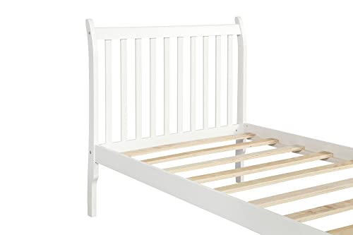 Merax Twin Bed Frames, Twin Platform Bed with Headboard and Footboard, Wood Twin Bed Frame with Slat Supports for Kids Girls Boys, No Box Spring Needed,White