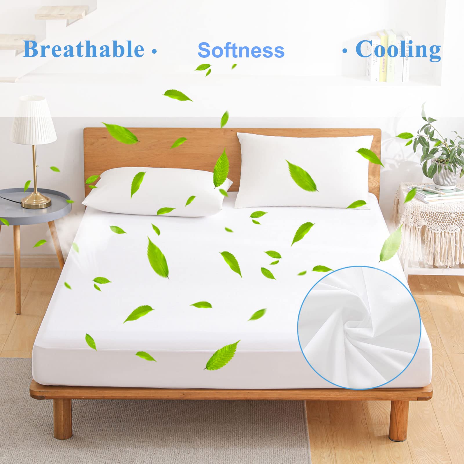 2 Pack Twin Size Premium Waterproof Mattress Protector, Soft Breathable Mattress Pad Cover, Noiseless Waterproof Bed Cover - Stretch to 21" Fitted Deep Pocket Mattress Protection Cover