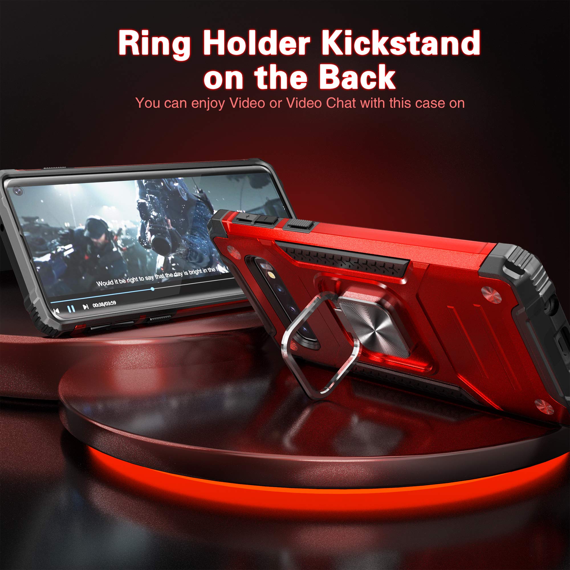 IDYStar for Galaxy S10 Case,Hybrid Drop Test Cover with Car Mount Kickstand Slim Fit Shockproof Hard Resistant Protective Phone Case for Galaxy S10,Red