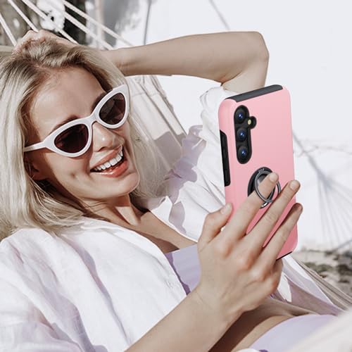 AOUIA for Samsung Galaxy S23 FE Case, Phone Case for Samsung Galaxy S23 FE, Military-Grade Drop Tested Magnetic Ring Holder Kickstand Protective Cover for S23FE,Pink