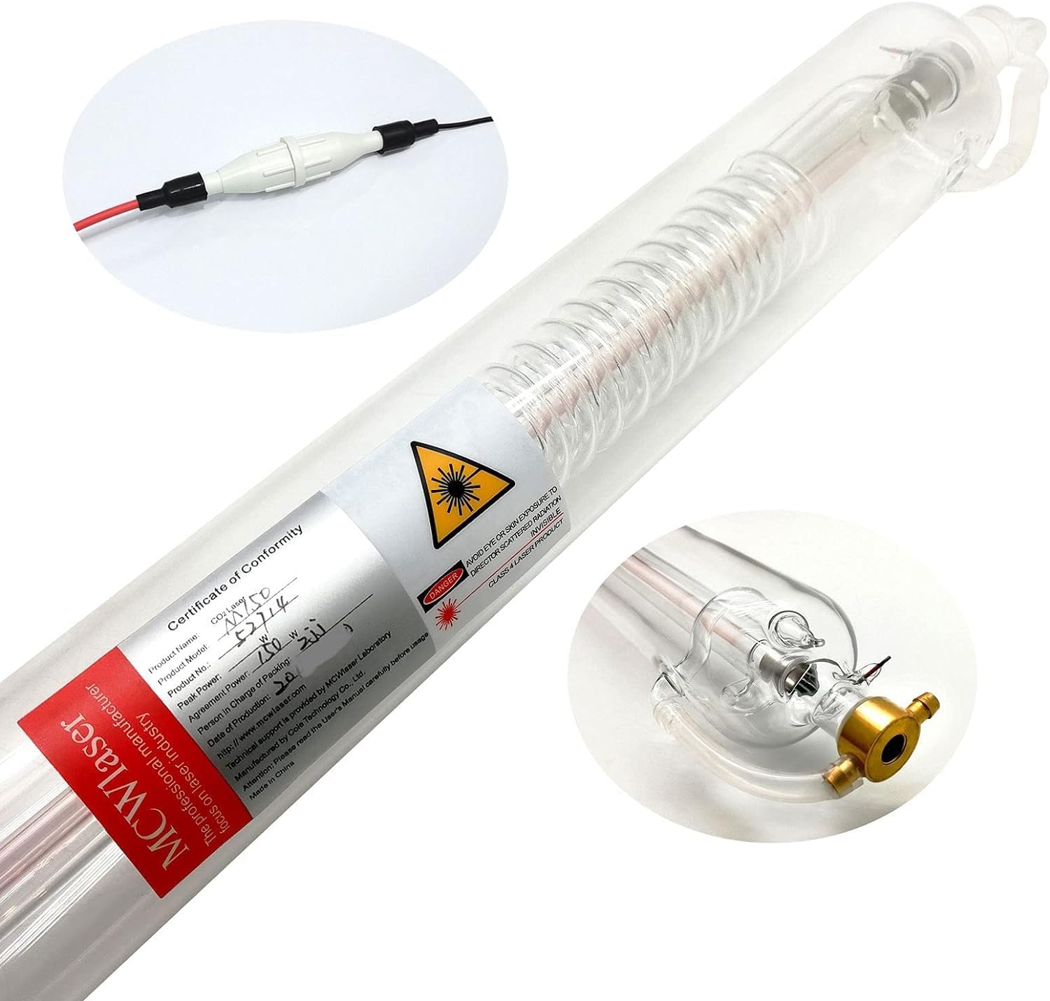 MCWlaser 130W CO2 Laser Tube Actual 130W-150W Length 1650mm Dia 80mm for CO2 Laser Engraver Cutting Machine;8000 Hours