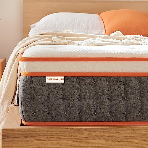 IYEE NATURE Twin Mattress,10 Inch Twin Size Hybrid Memory Foam and Individual Pocket Spring,Twin Bed Mattress in a Box