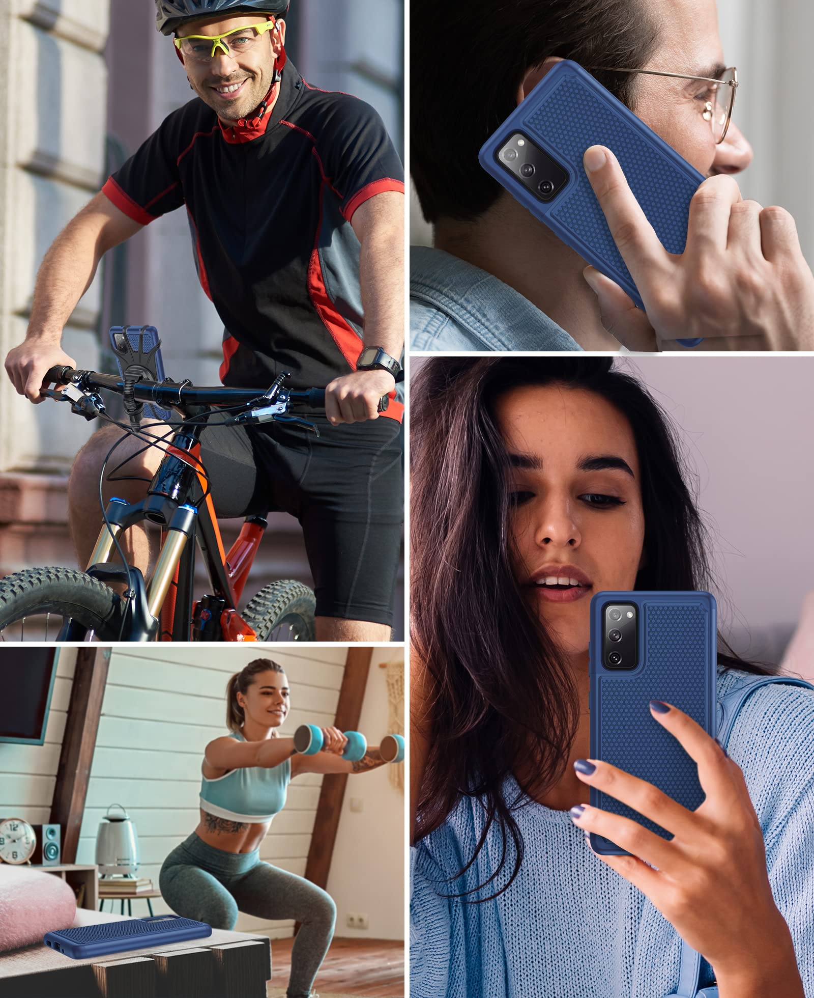 UNPEY Case for Samsung Galaxy S20-FE: Dual Layer Shockproof 5G Phone Protection | Matte Anti-Slip Textured | Military Rugged Protective Cover - Navy Blue