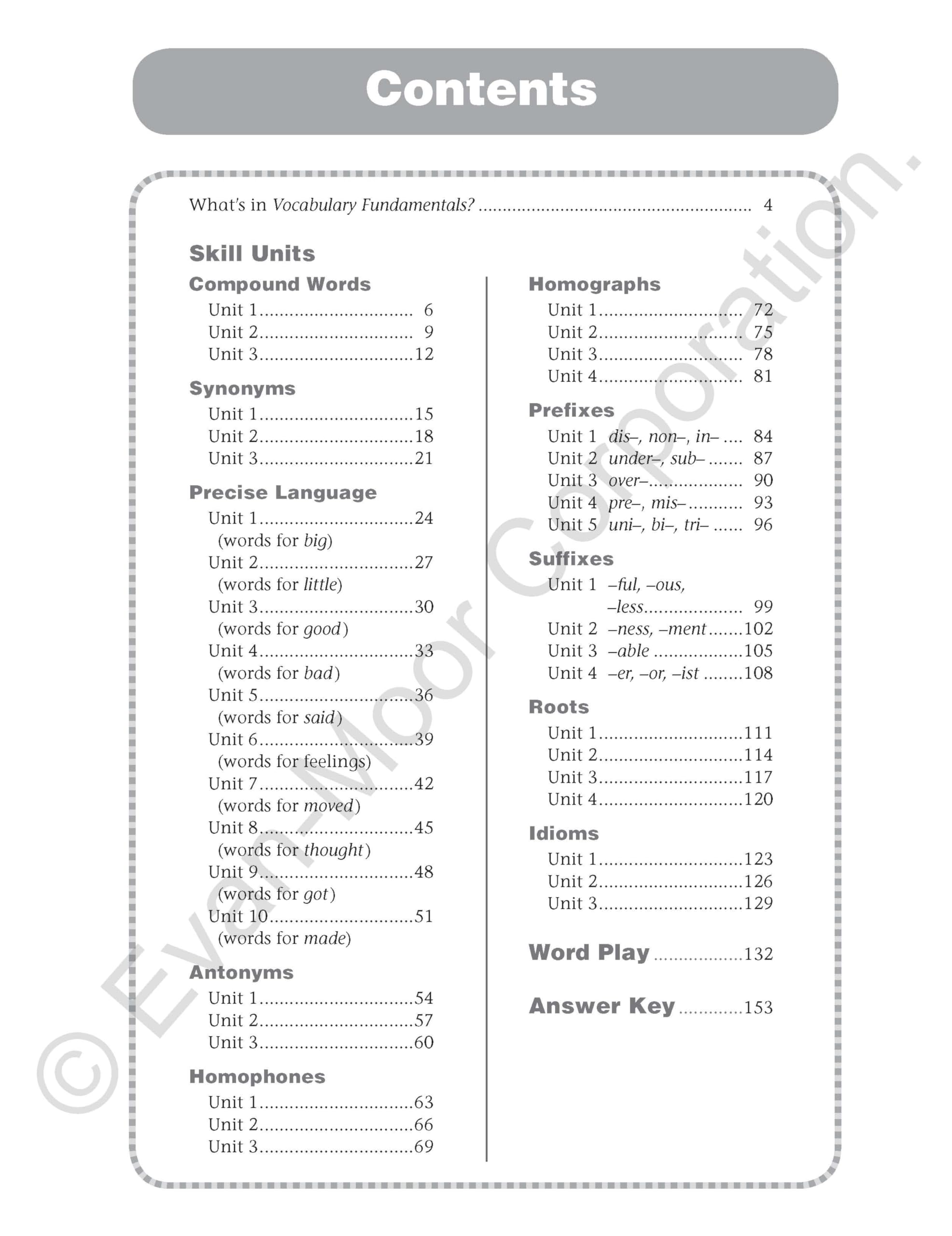 Vocabulary Fundamentals, Grade 3