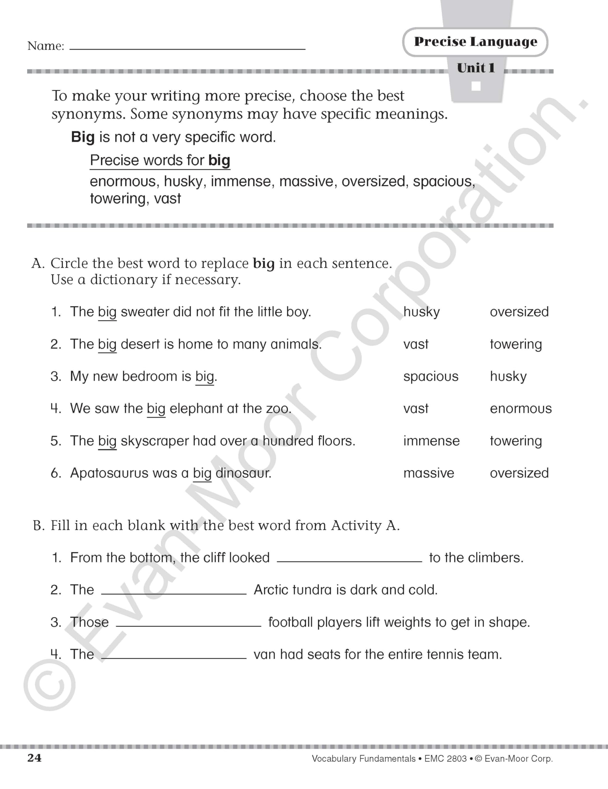 Vocabulary Fundamentals, Grade 3