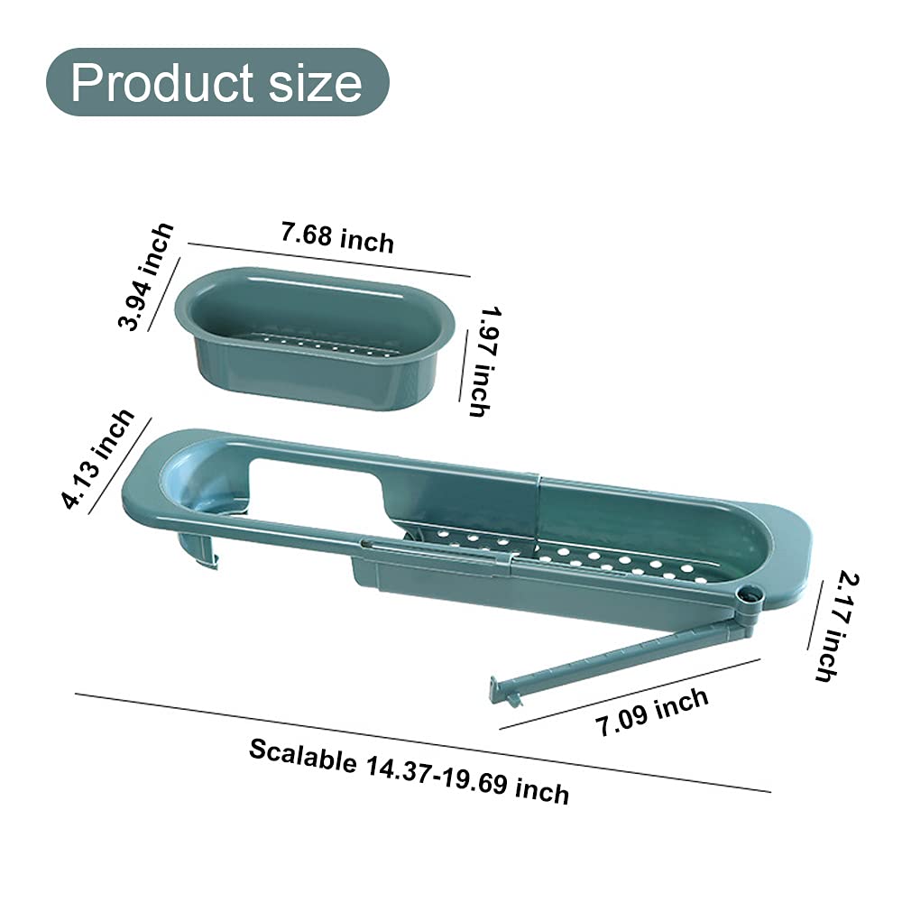 Telescopic Sponge Holder for Kitchen Sink Organizer Telescopic Sink Storage Rack Holder Telescopic Sink Shelf Kitchen Kitchen Sink Drain Basket Telescoping Sink Caddy Adjustable for Home(Green)