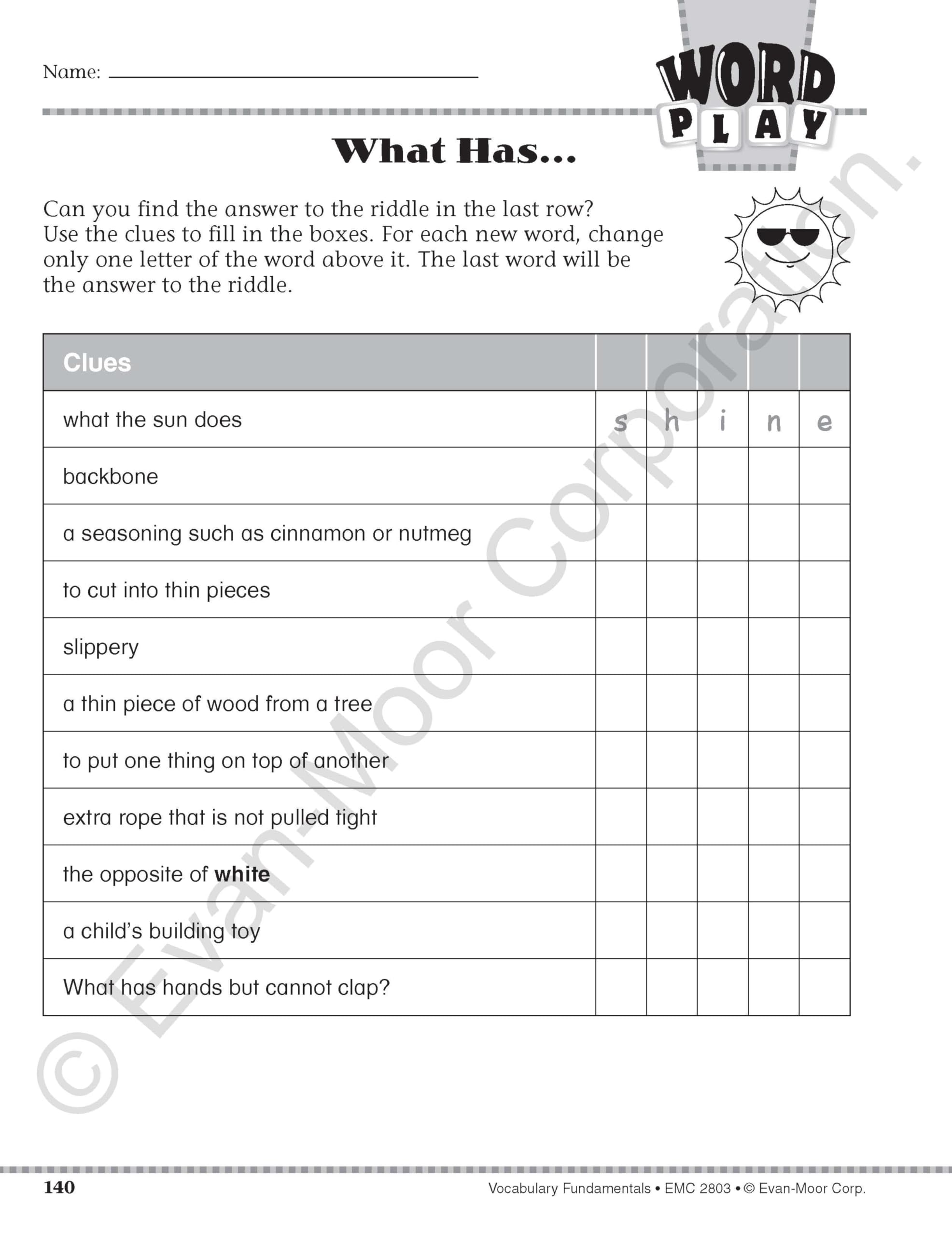 Vocabulary Fundamentals, Grade 3