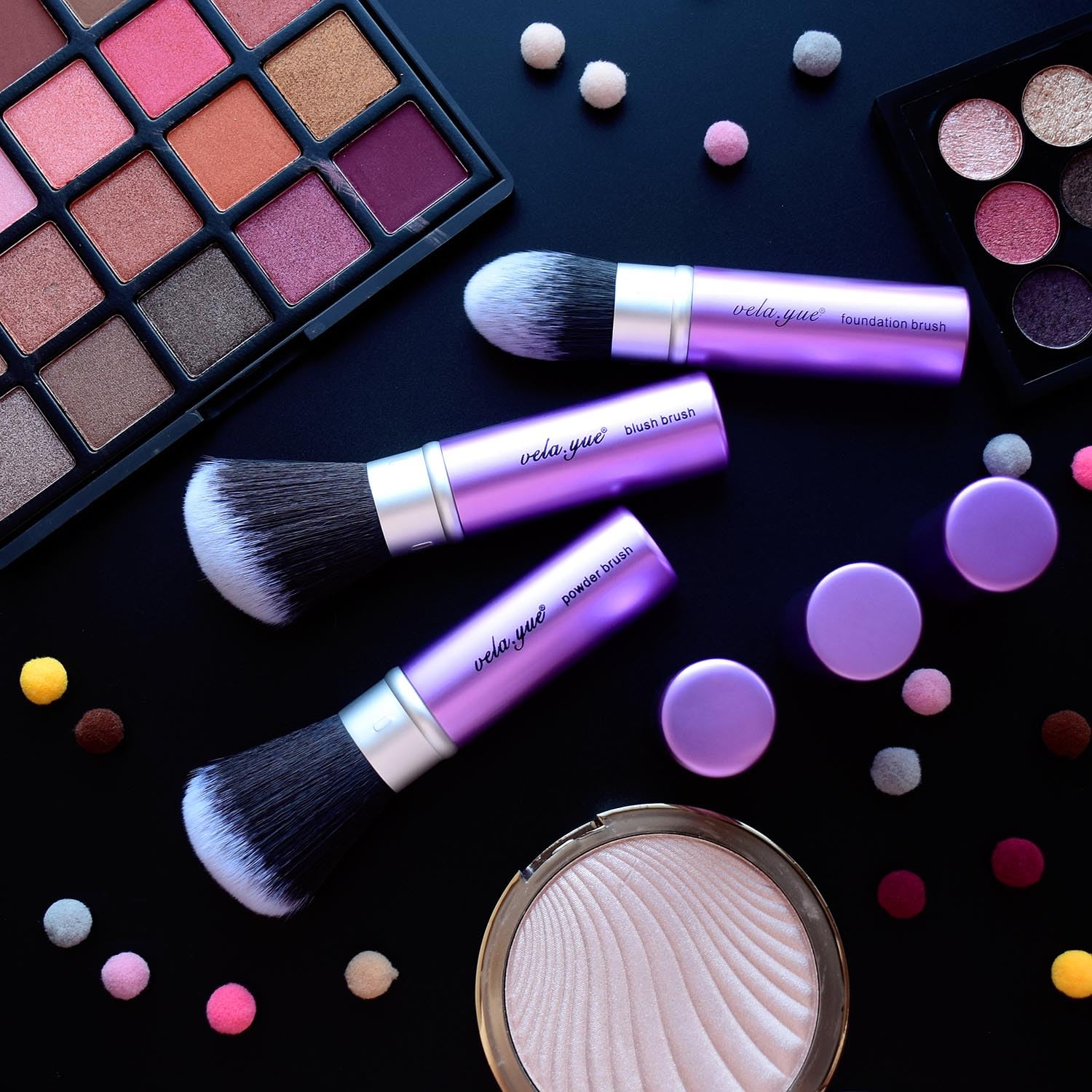 Vela.Yue Retractable Face Kabuki Brush Round Powder Makeup Brushes