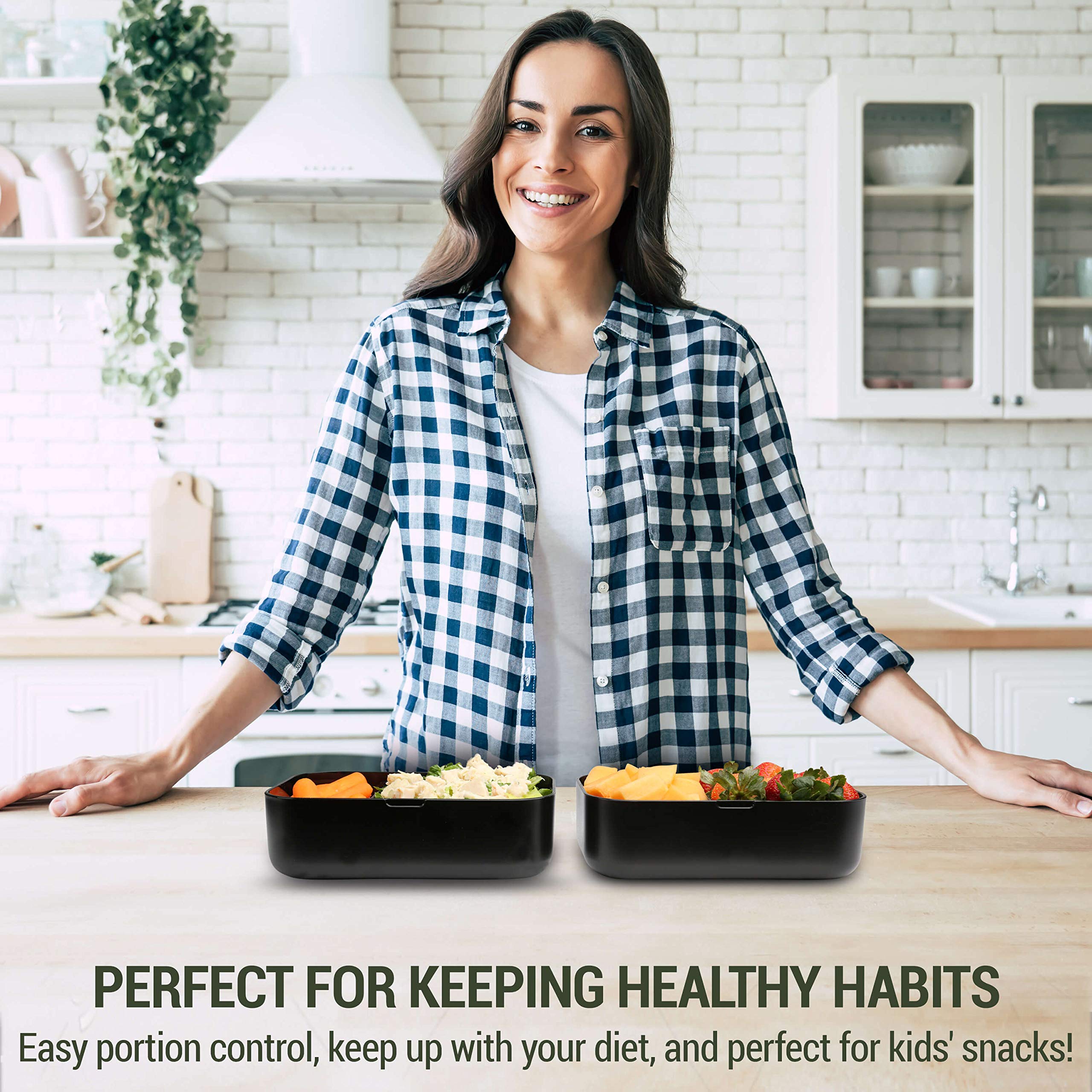 GRUB2GO Premium Bento Lunch Box (Large 68 Oz Capacity) | 2023 Exclusive, 70% Bigger | Includes Bamboo Chopping Board Lid, Carry Bag, 2 Dividers, Utensils, Sauce Container
